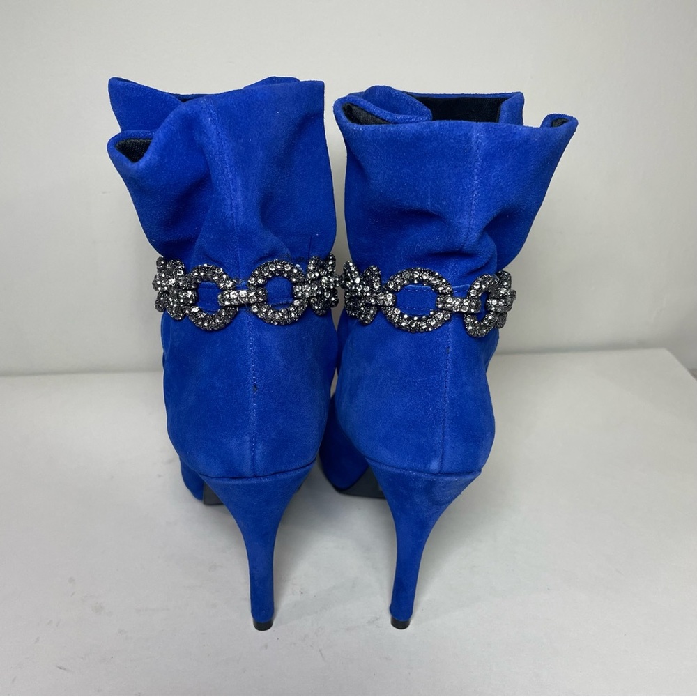Royal Blue Booties Mojo Moxy Kandi Blue Leather Booti… - Gem